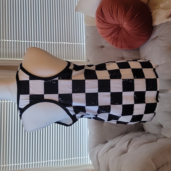 Source Unknown | Tops | Blackwhite Checkered Tank | Poshmark